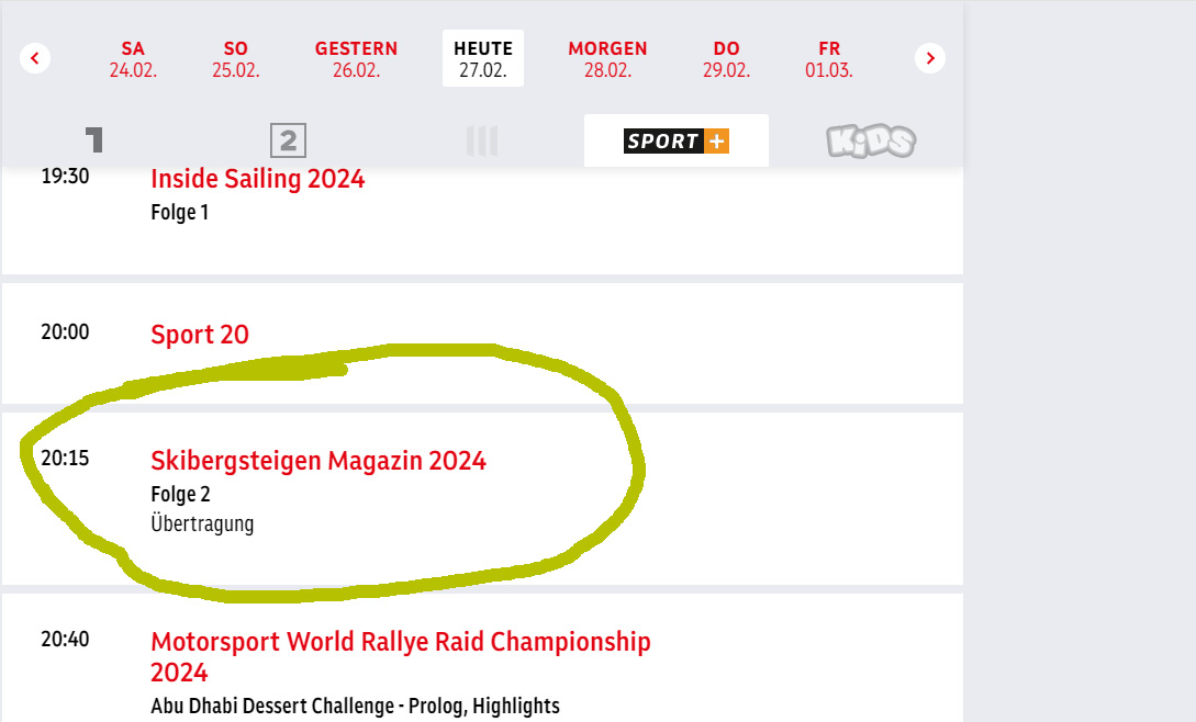 Der Jennerstier im TV - Skibergsteigen